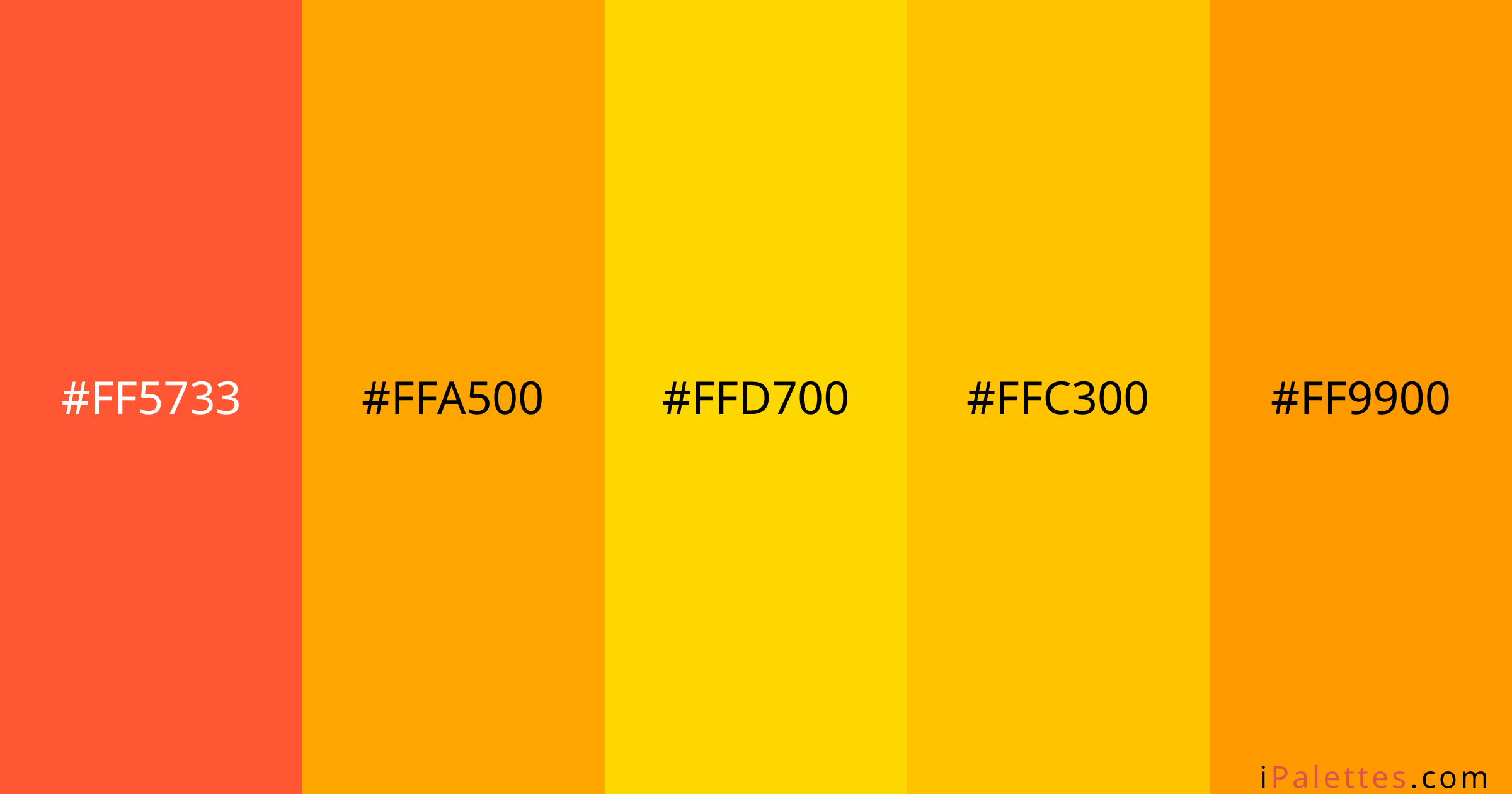 Striker Color Palette and colors #ff5733 #ffa500 #ffd700 #ffc300 # ...