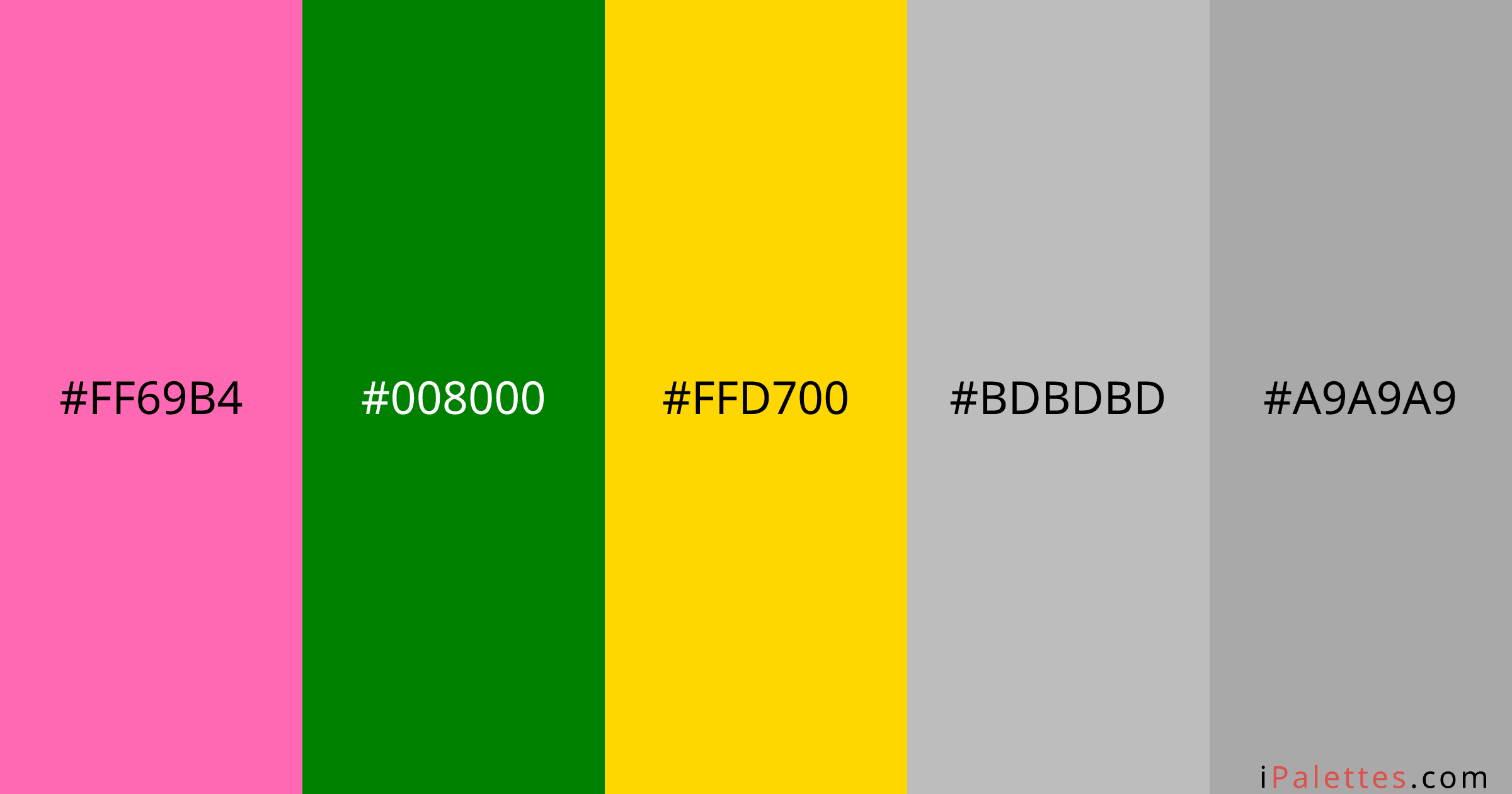Christmas Color Palette and colors #ff69b4 #008000 #ffd700 #bdbdbd # ...