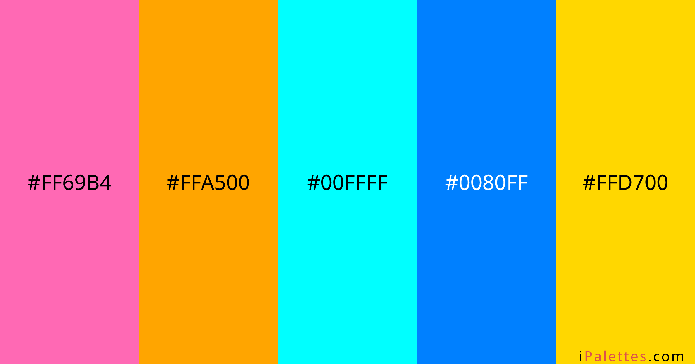 Plasma Color Palette and colors #ff69b4 #ffa500 #00ffff #0080ff #ffd700 ...