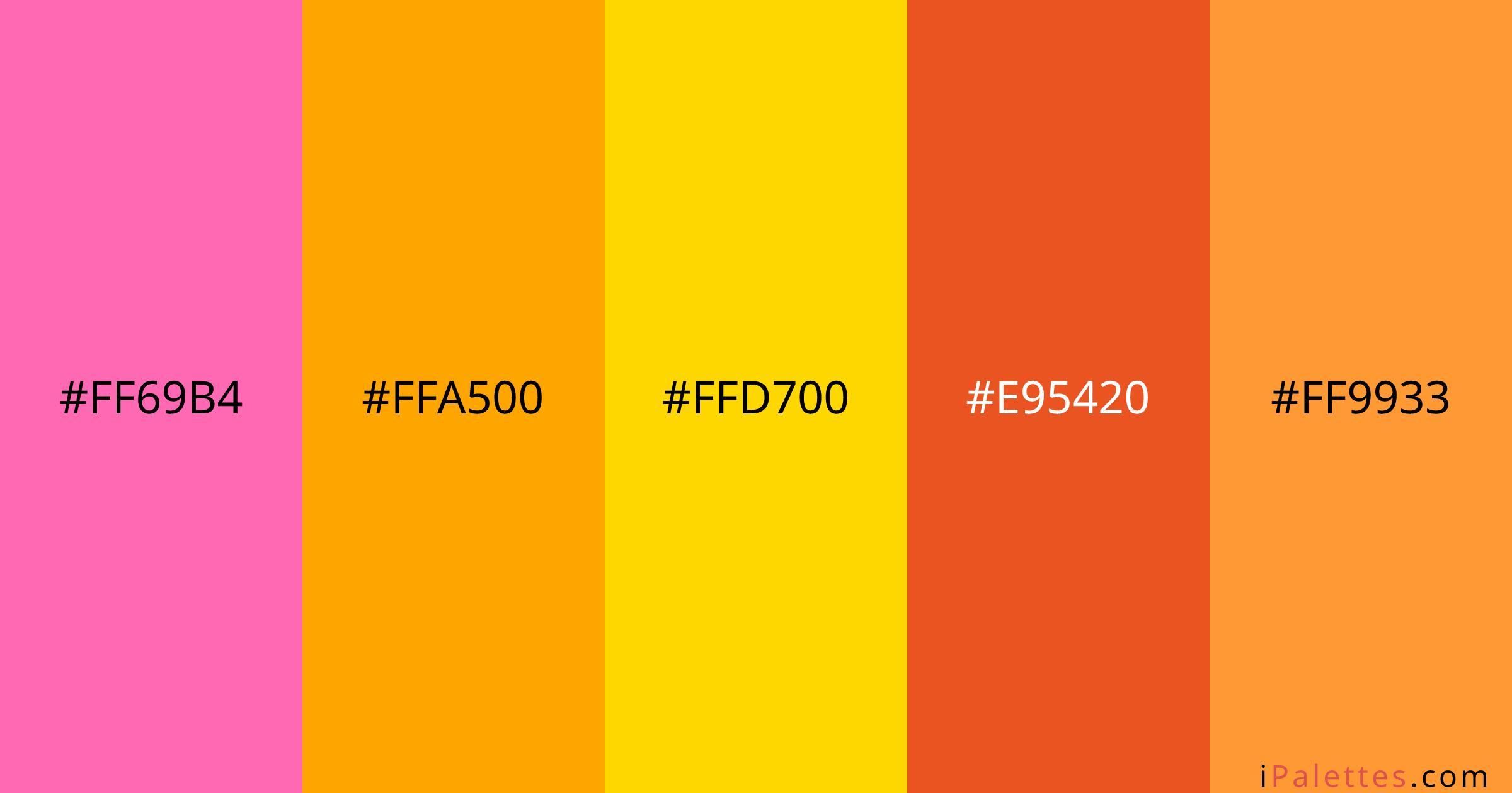 Element Fire Color Palette and colors #ff69b4 #ffa500 #ffd700 #e95420 # ...