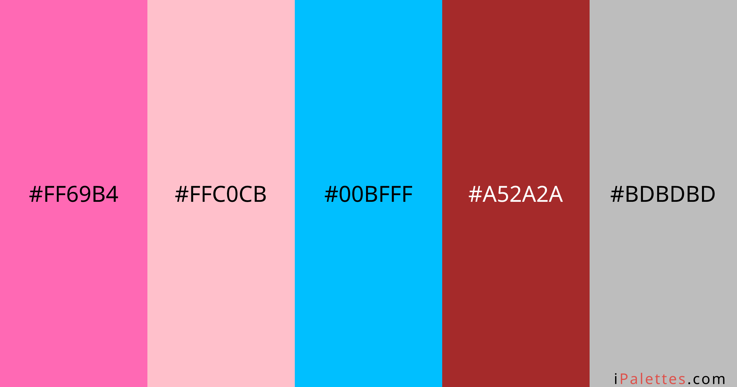 平安夜 Color Palette and colors #ff69b4 #ffc0cb #00bfff #a52a2a #bdbdbd ...