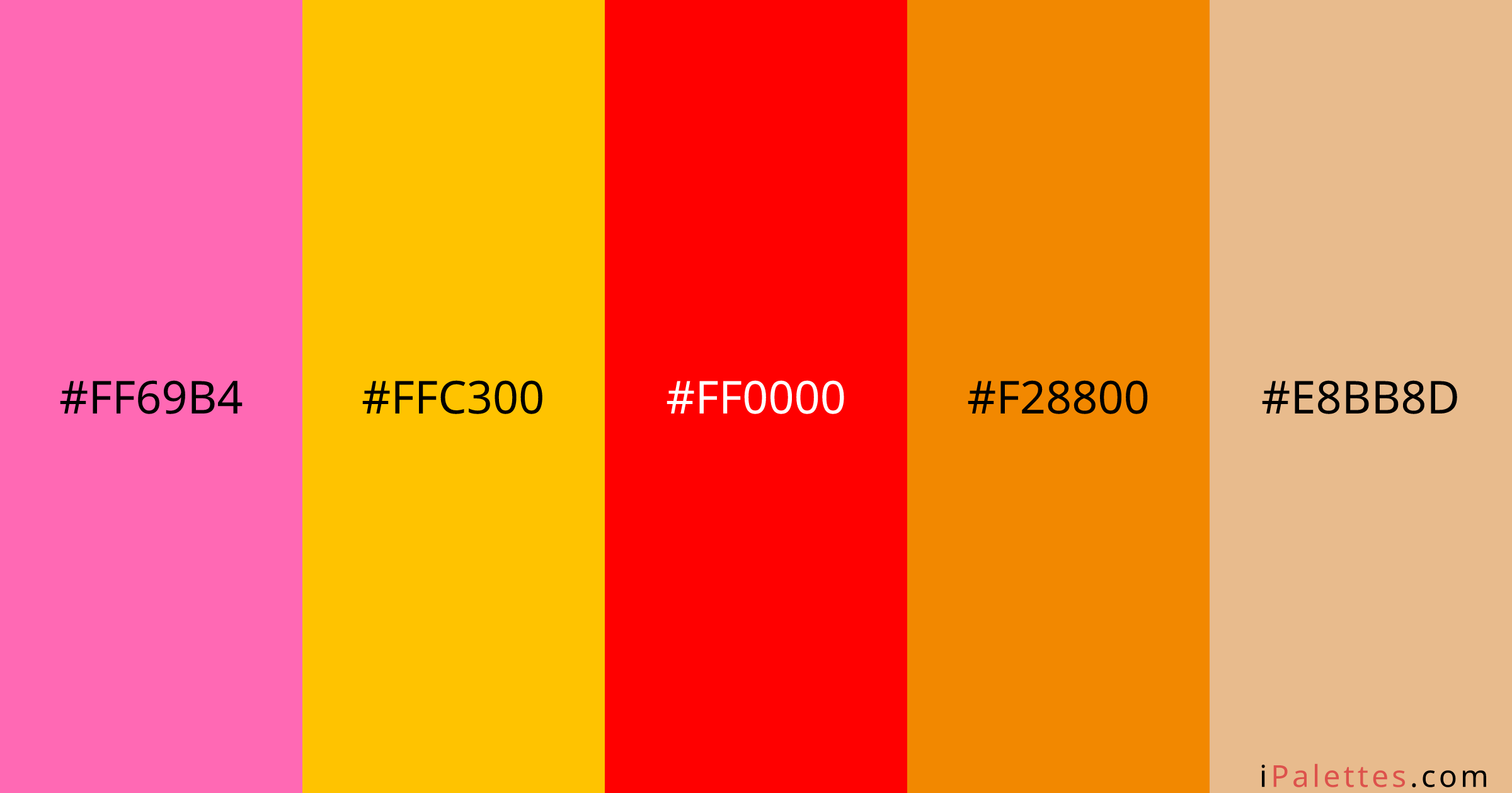 HI IDIOTS Color Palette and colors #ff69b4 #ffc300 #ff0000 #f28800 # ...