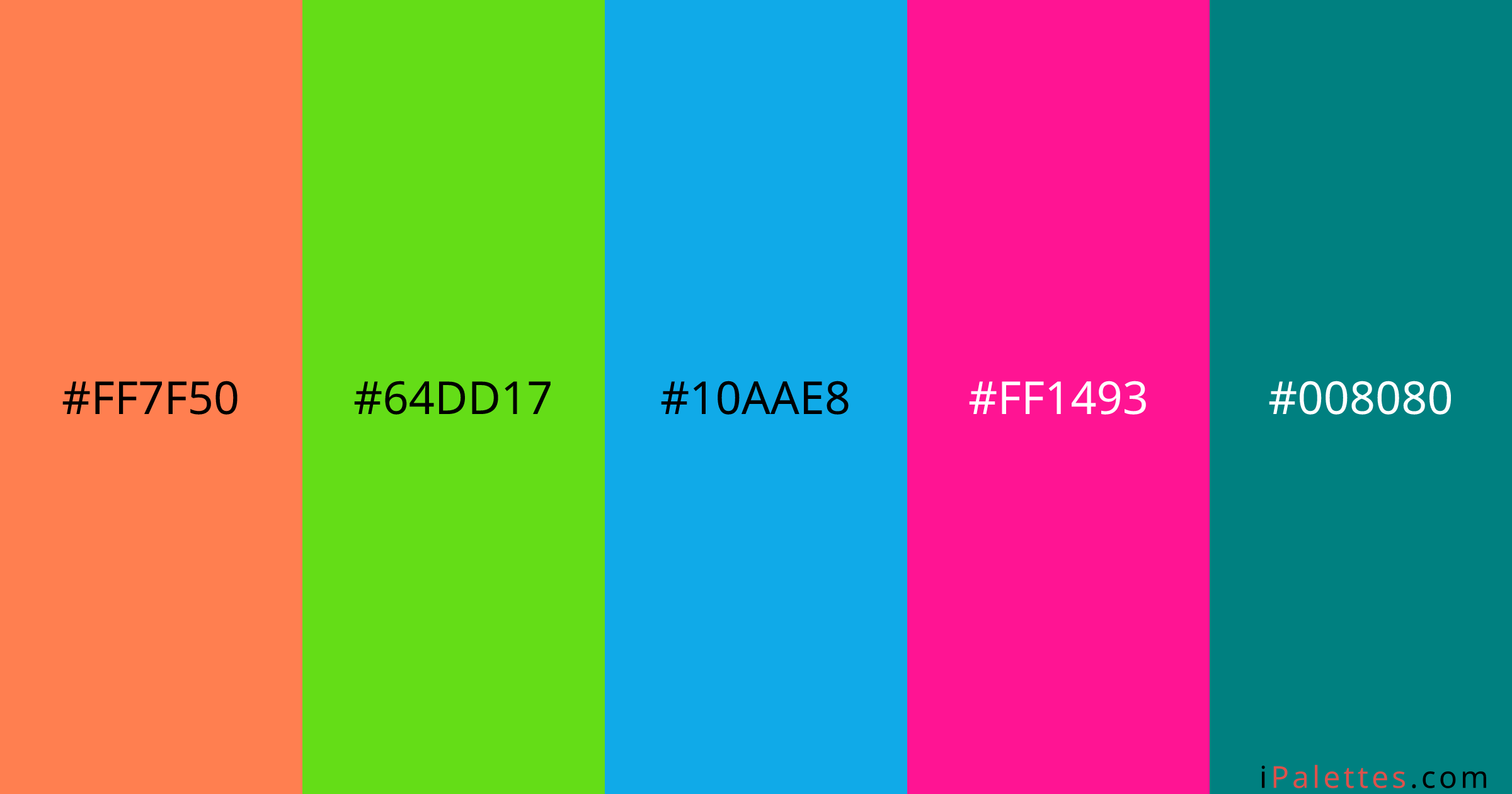 Complementary Rotate 30 Color Palette and colors #ff7f50 #64dd17 ...