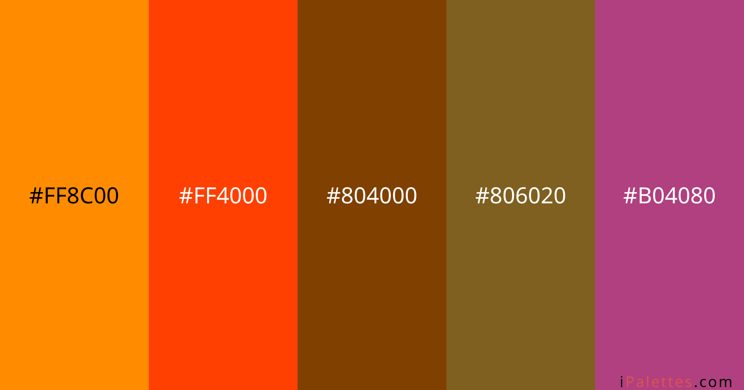 Thunderdome Color Palette and colors #ff8c00 #ff4000 #804000 #806020 # ...
