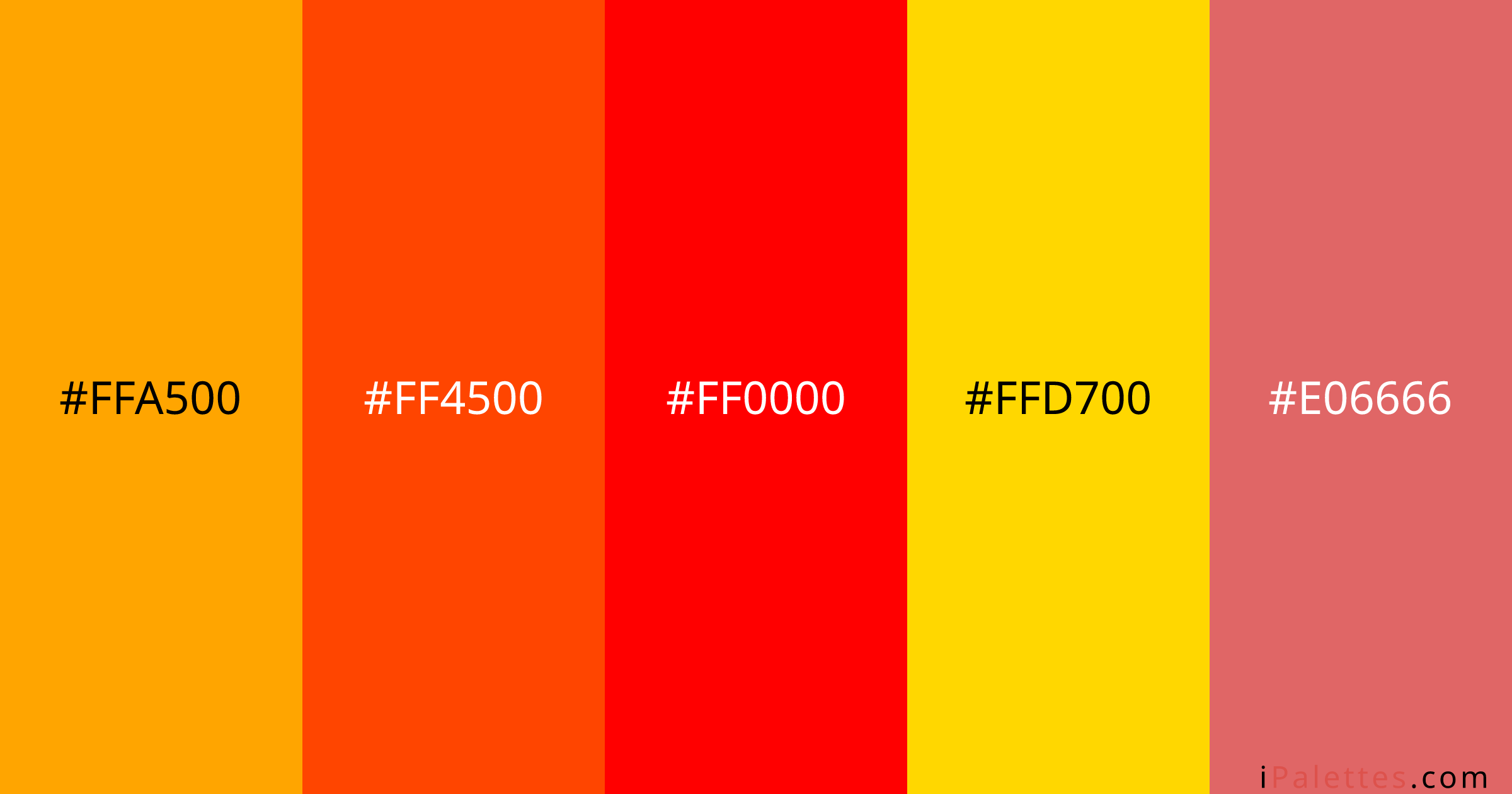 Fireball Color Palette and colors #ffa500 #ff4500 #ff0000 #ffd700 # ...