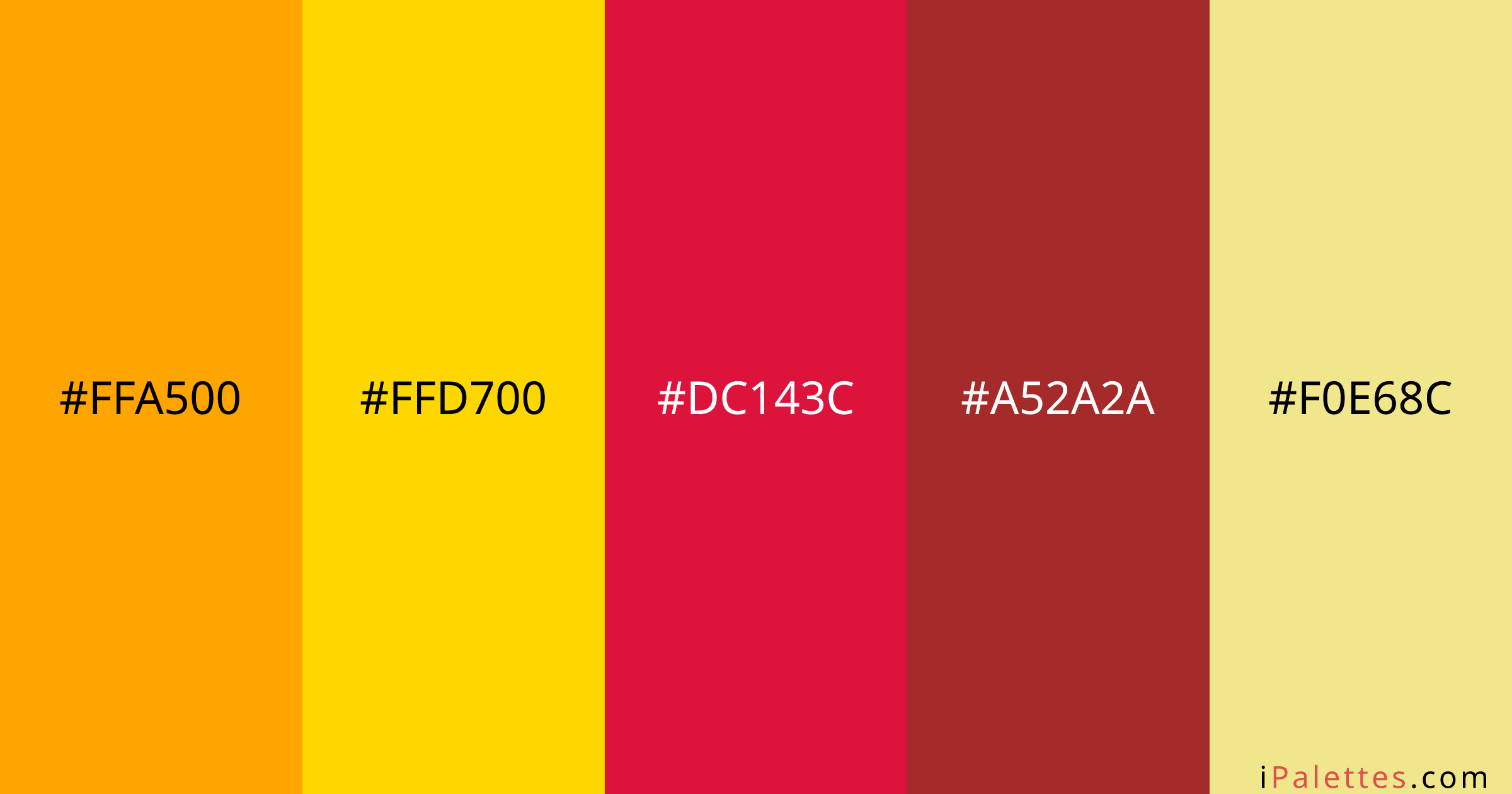 Garfield Color Palette and colors #ffa500 #ffd700 #dc143c #a52a2a # ...