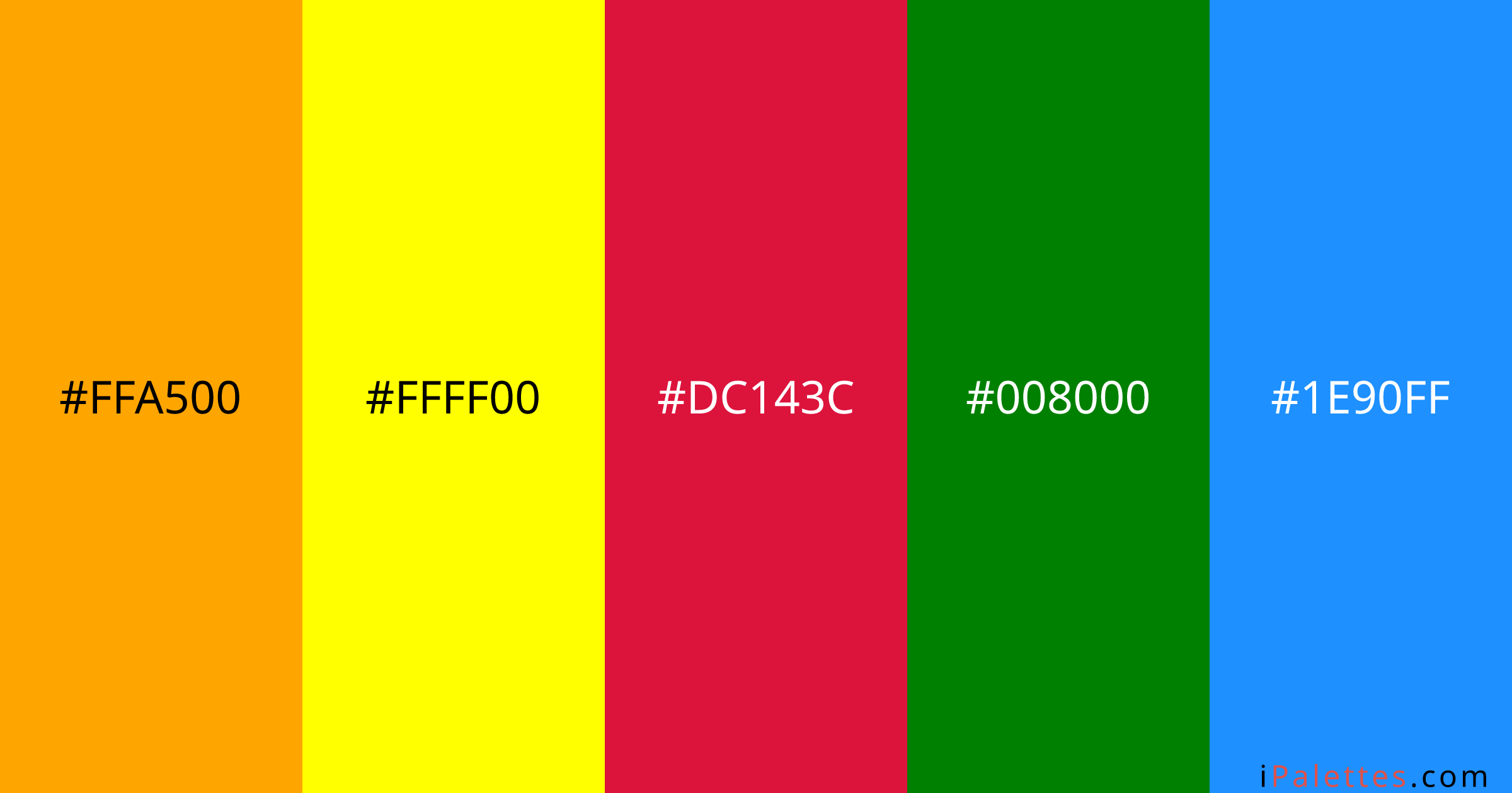 Yatta the Piniata Color Palette and colors #ffa500 #ffff00 #dc143c ...