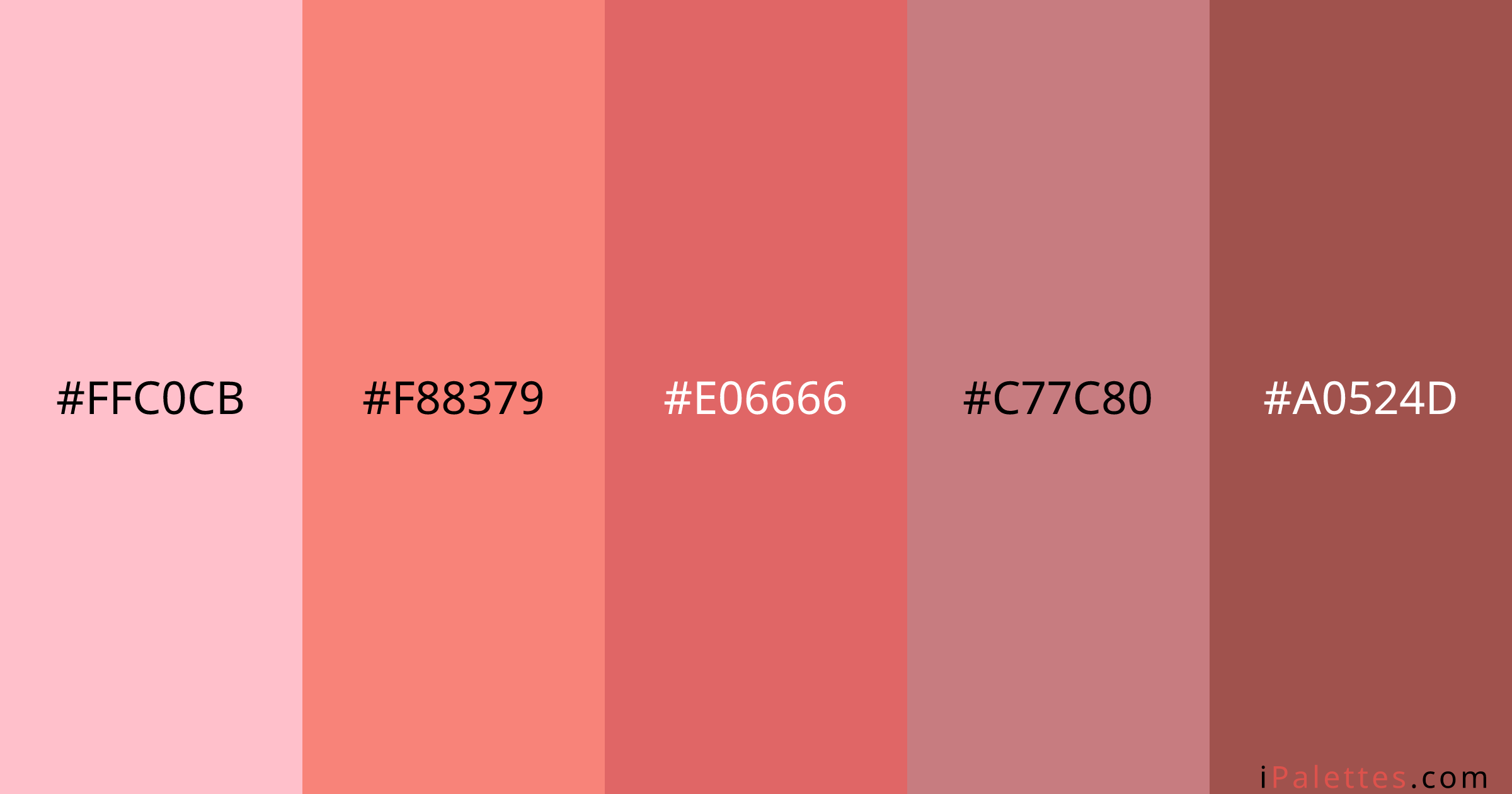 Roselia Color Palette and colors #ffc0cb #f88379 #e06666 #c77c80 # ...