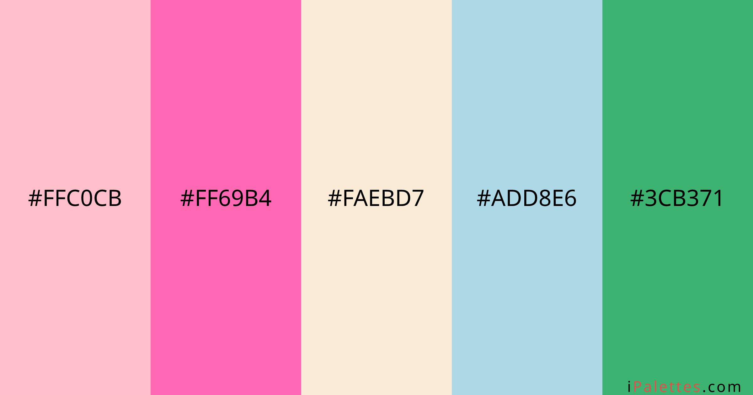 Hatsune Miku Color Palette and colors #ffc0cb #ff69b4 #faebd7 #add8e6 ...