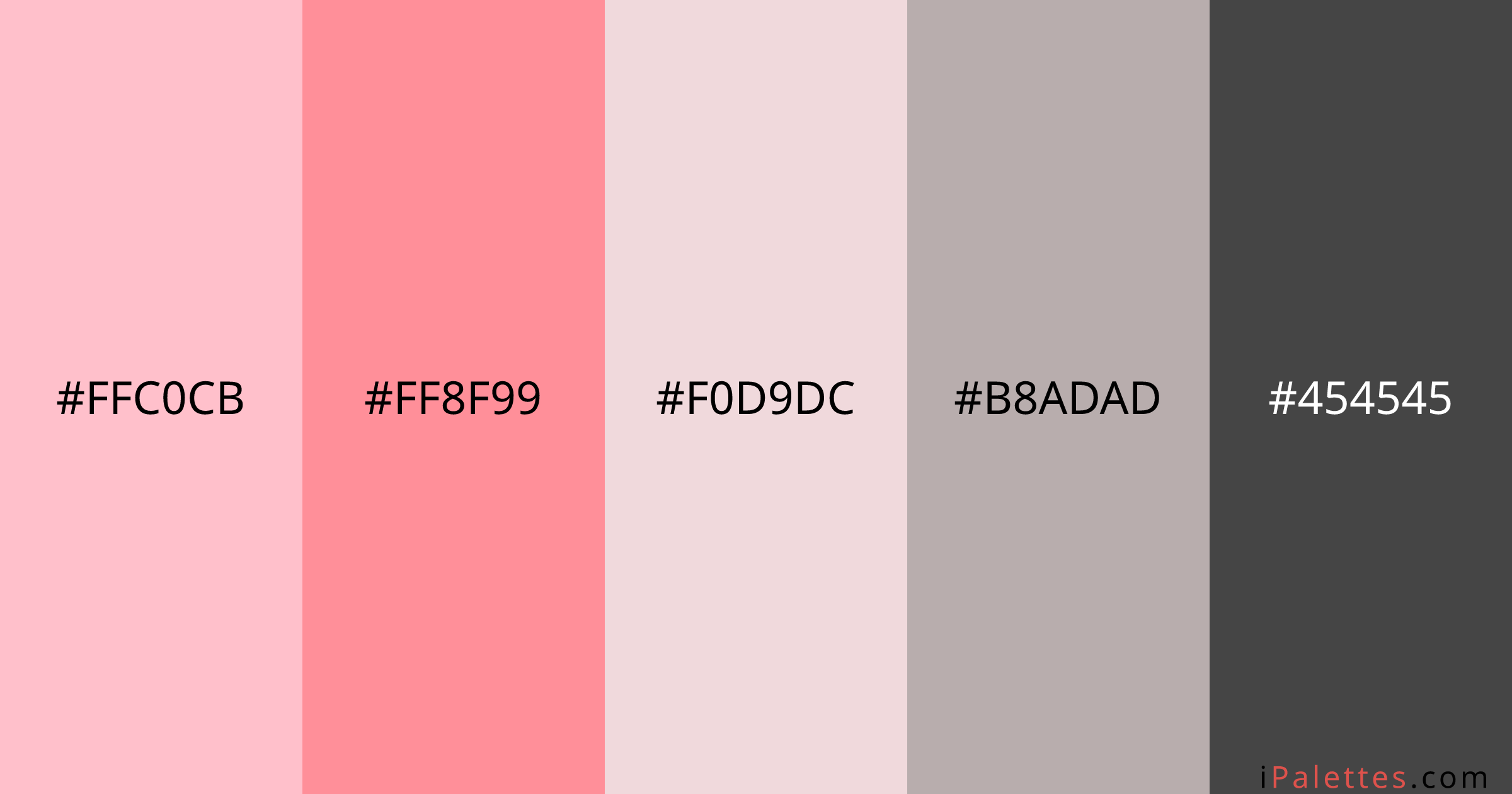 Sephora Color Palette and colors #ffc0cb #ff8f99 #f0d9dc #b8adad ...