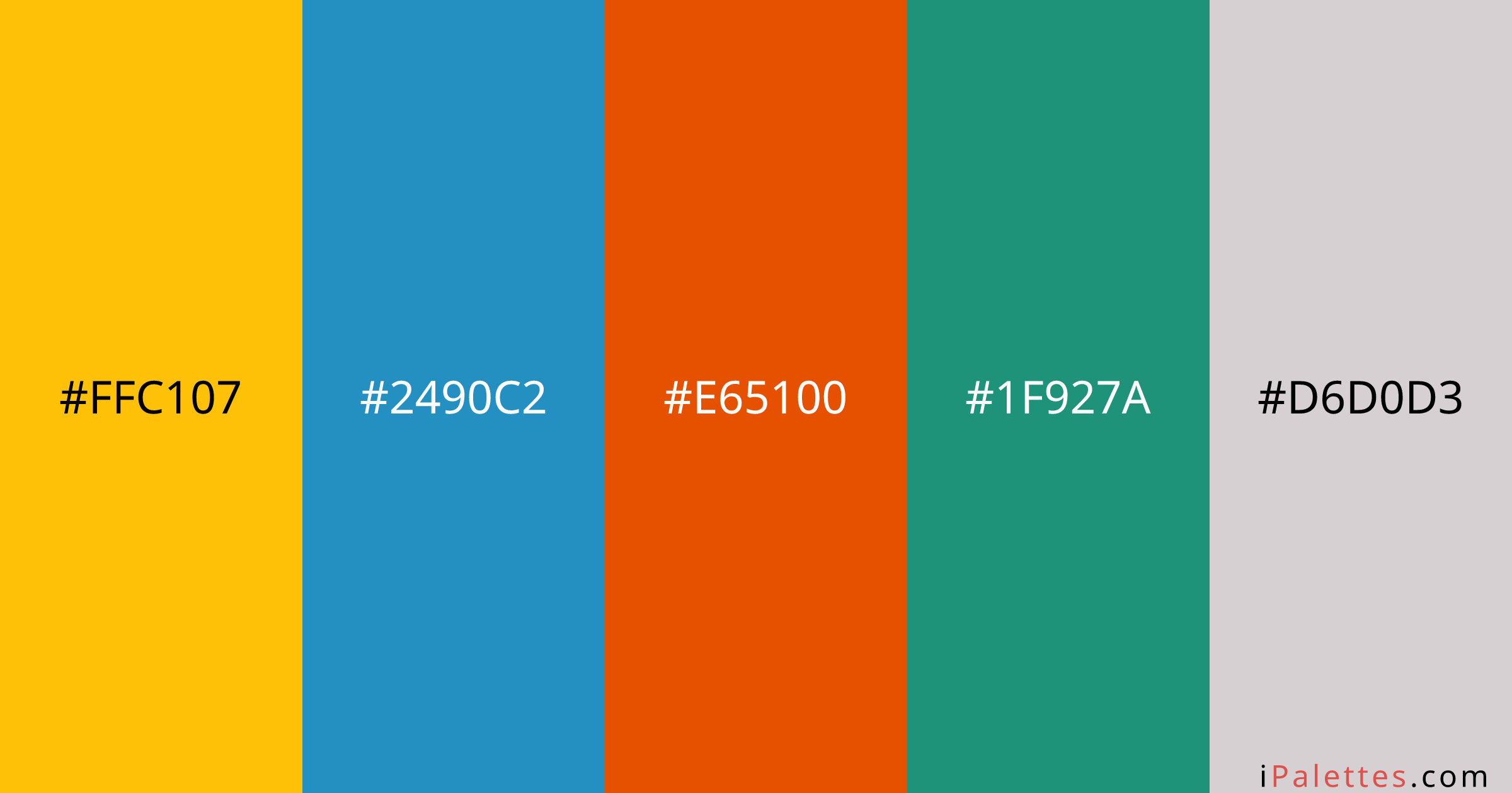 Tailwind Color Palette and colors #ffc107 #2490c2 #e65100 #1f927a # ...