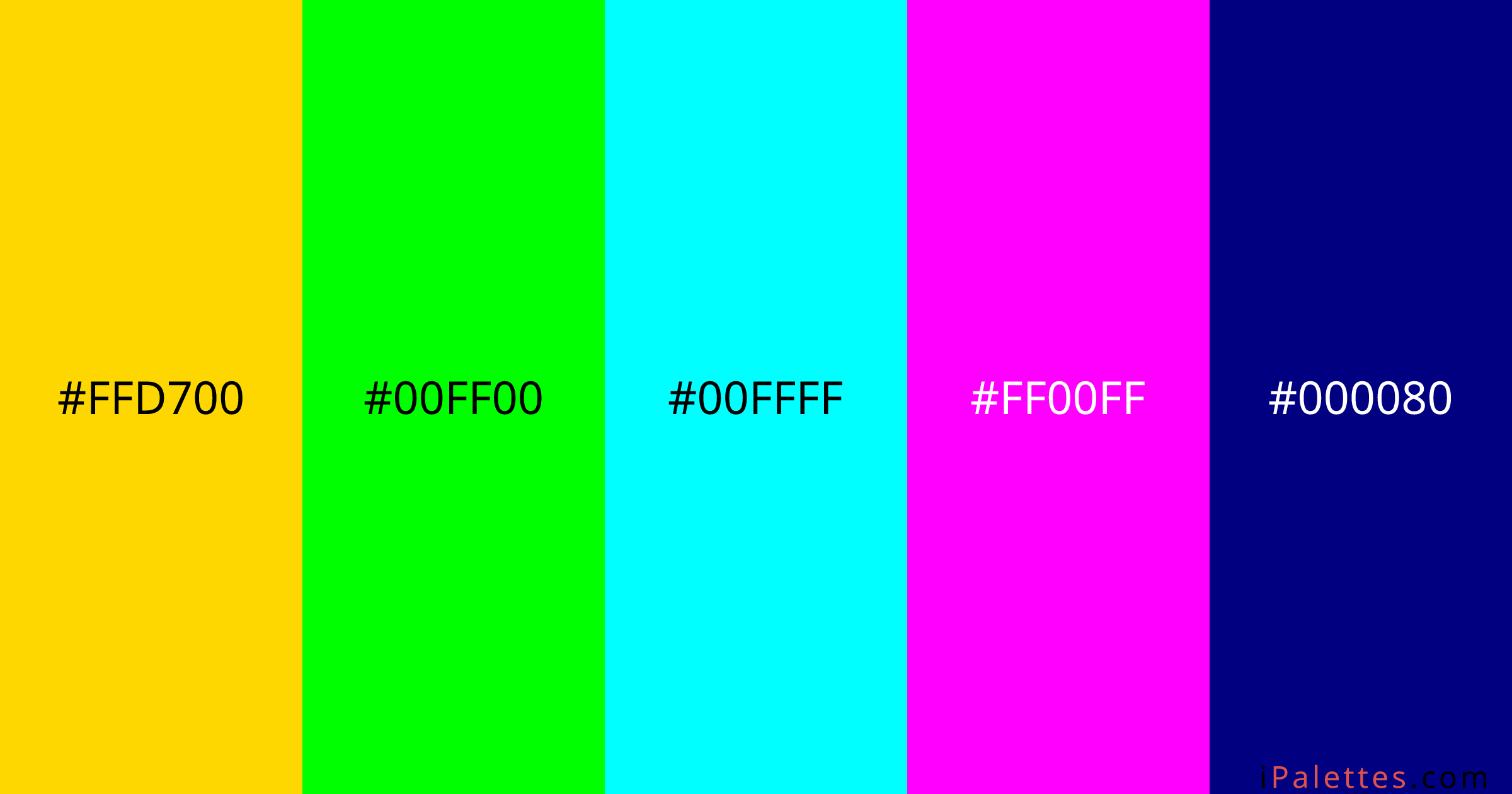 Tailwind Color Palette and colors #ffd700 #00ff00 #00ffff #ff00ff ...