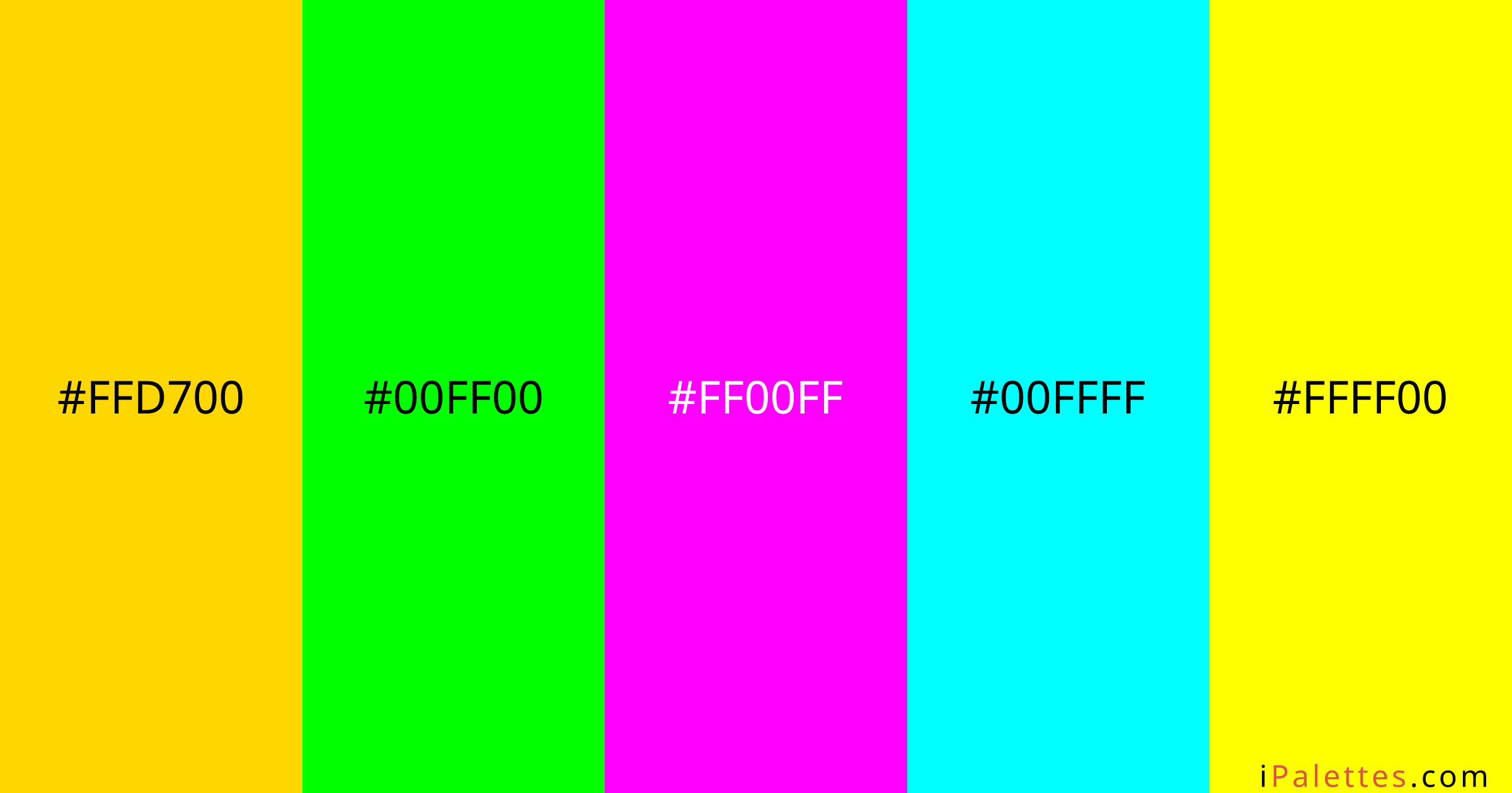 Hatsune Miku Color Palette and colors #ffd700 #00ff00 #ff00ff #00ffff # ...