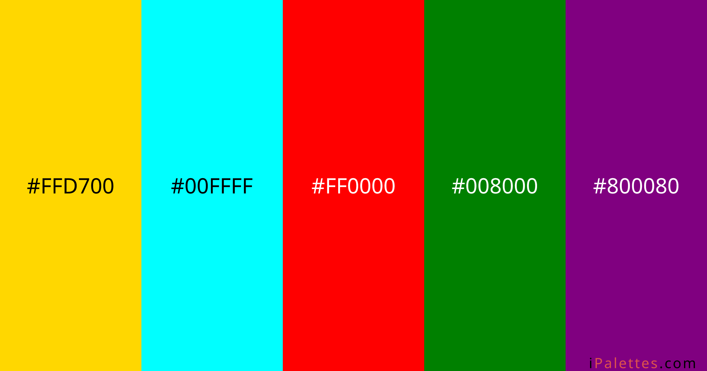Pixel art Color Palette and colors #ffd700 #00ffff #ff0000 #008000 ...