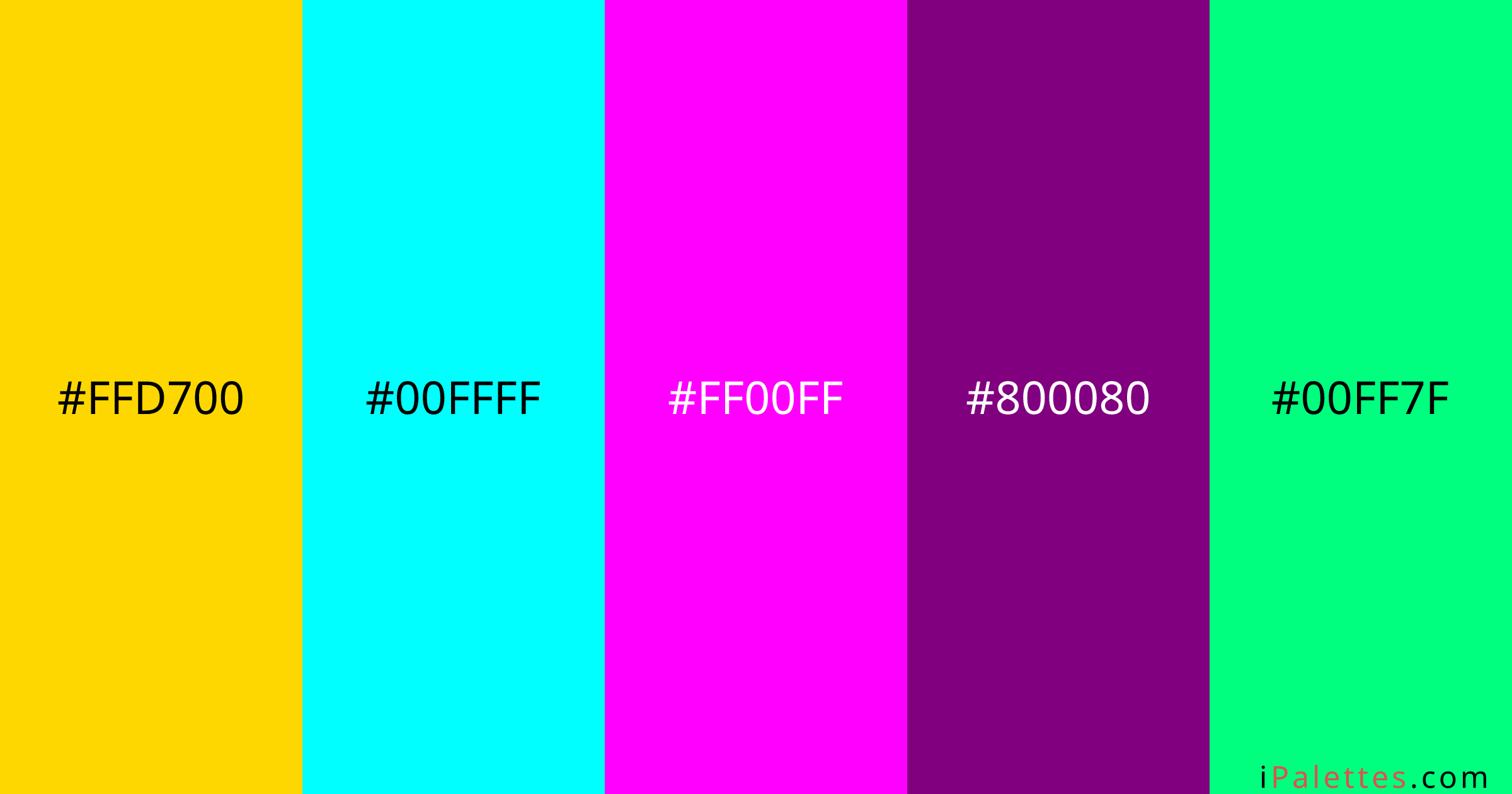 Whimsical technology Color Palette and colors #ffd700 #00ffff #ff00ff ...