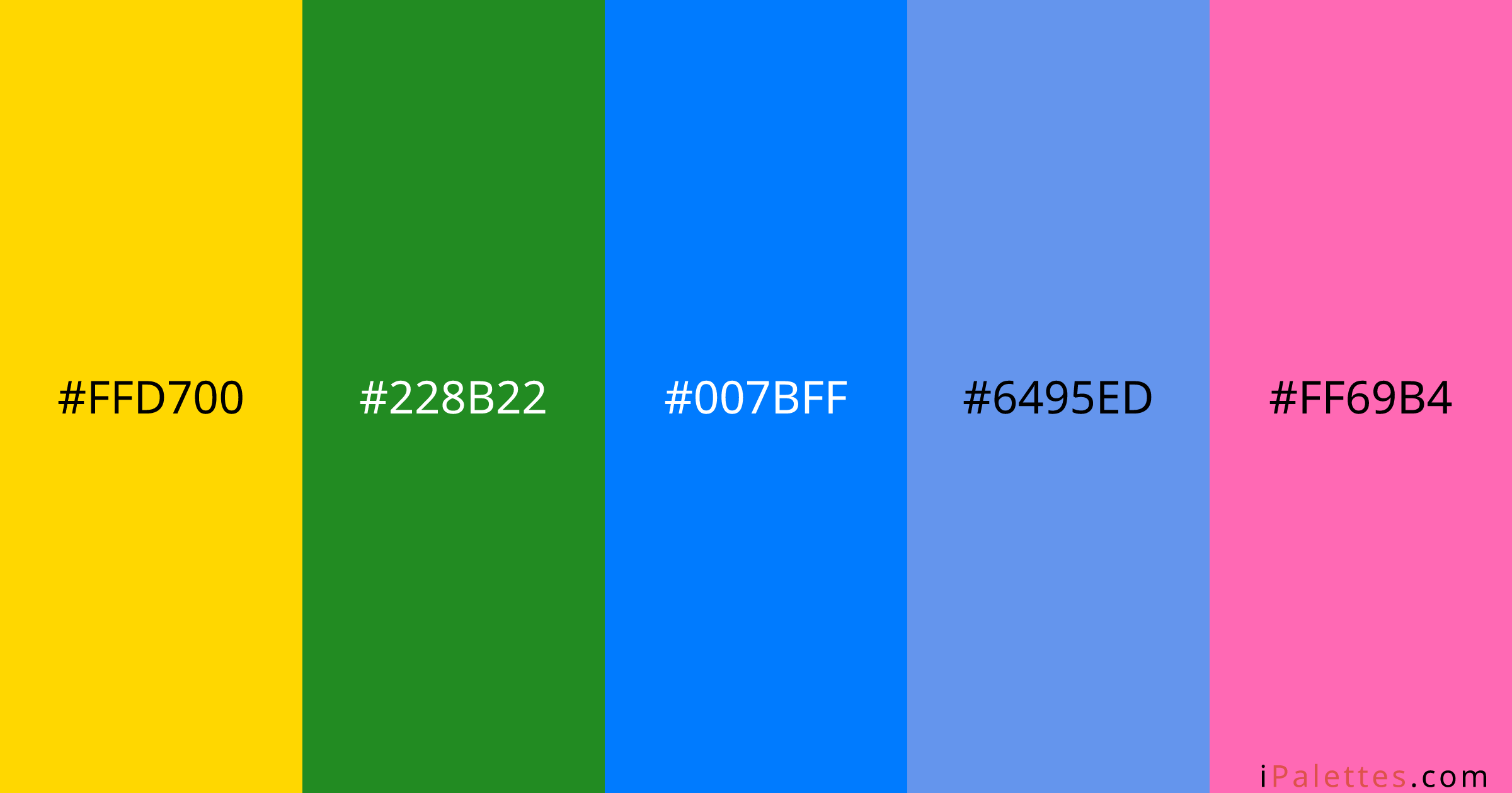 Brasilia Color Palette and colors #ffd700 #228b22 #007bff #6495ed # ...