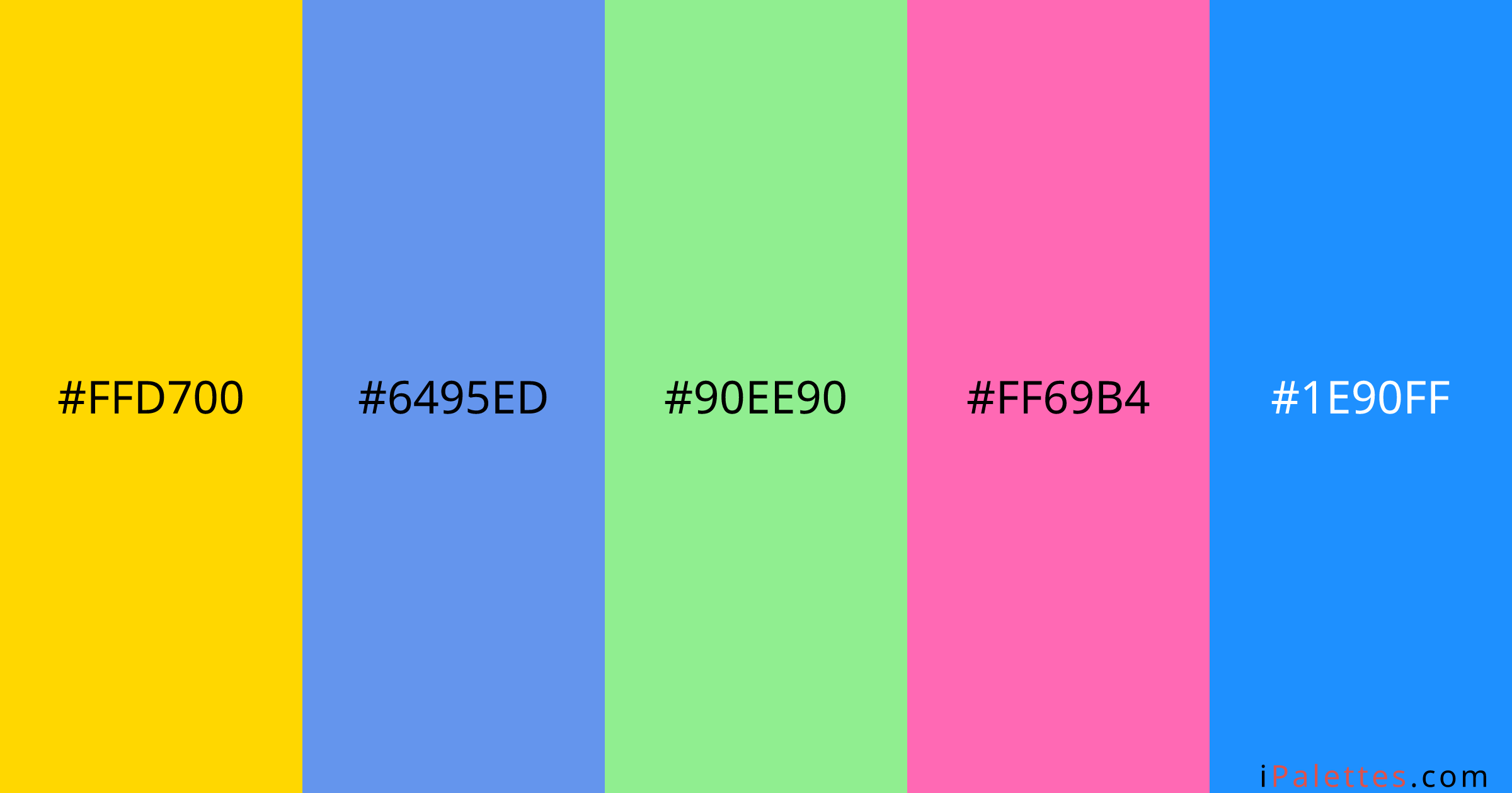 Trans pride Color Palette and colors #ffd700 #6495ed #90ee90 #ff69b4 ...