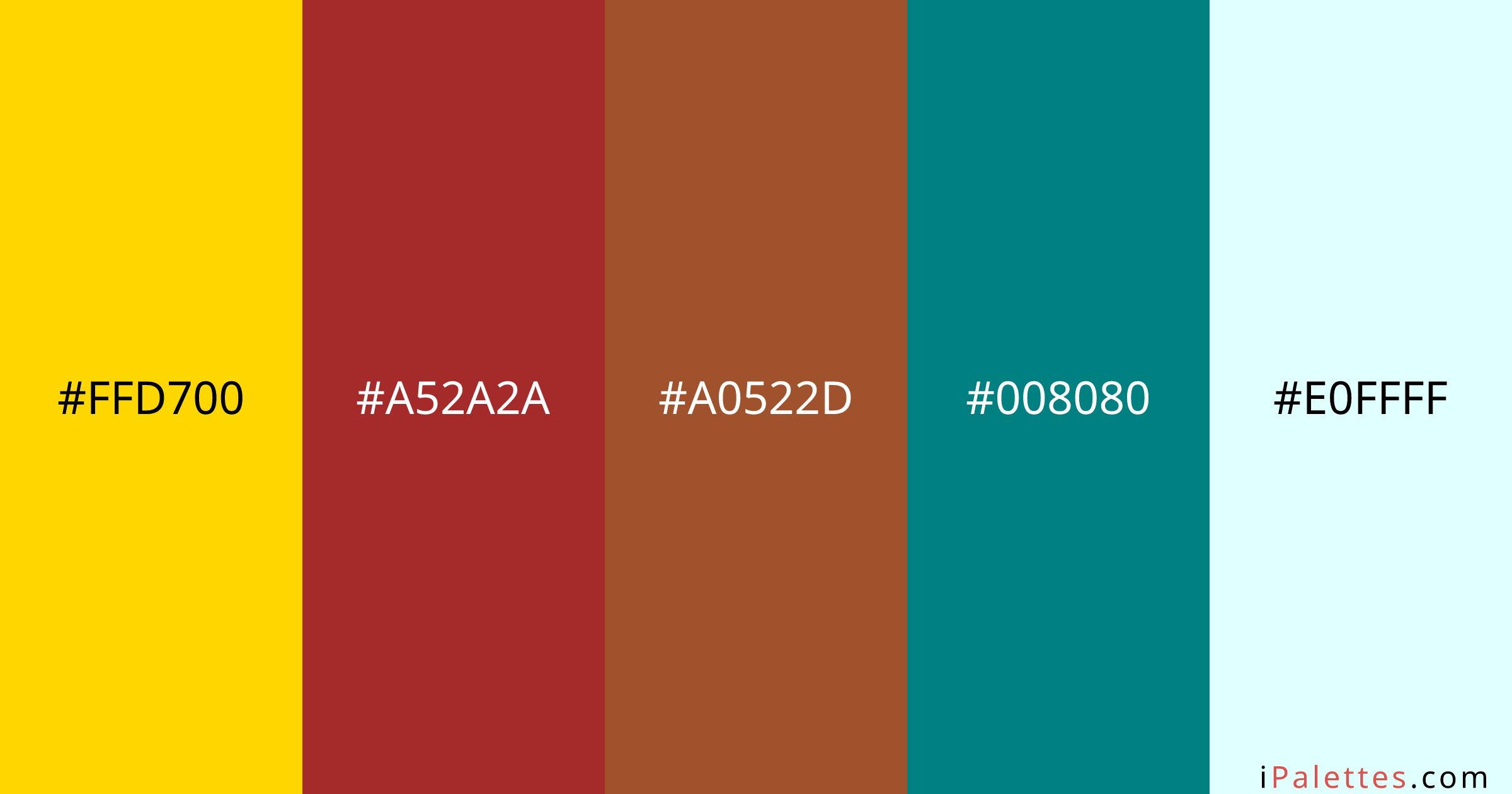 Summer and sweat Color Palette and colors #ffd700 #a52a2a #a0522d ...