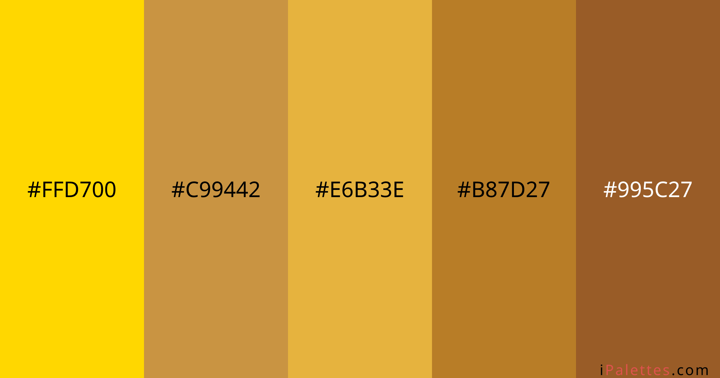 Golden Shower Color Palette and colors #ffd700 #c99442 #e6b33e #b87d27 ...