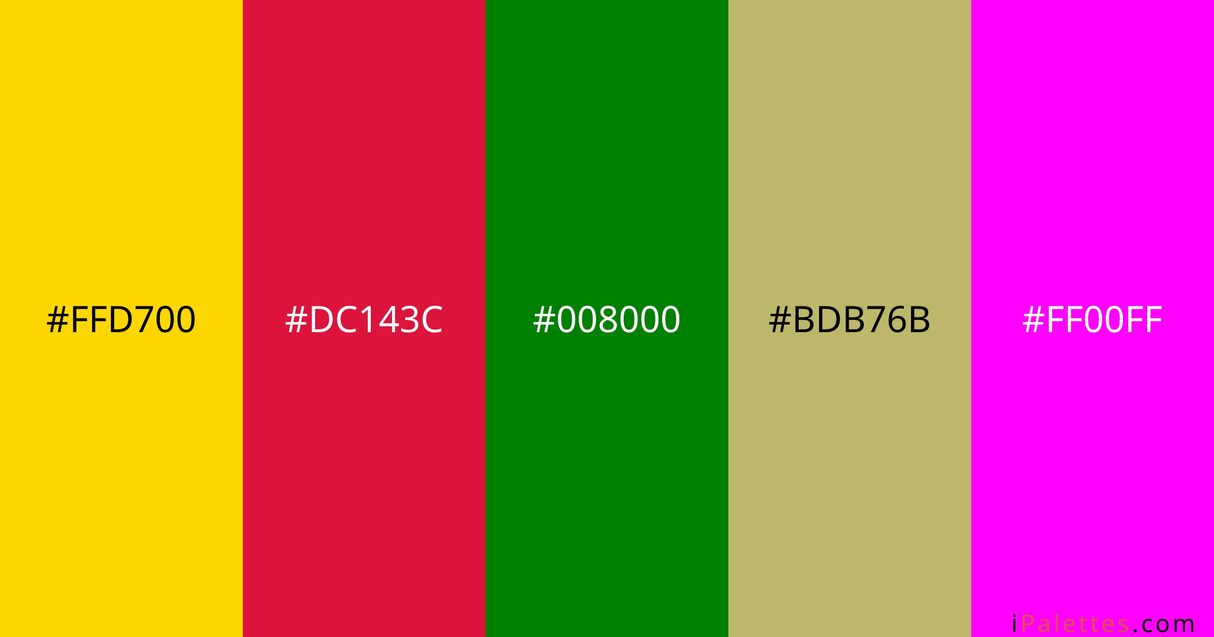 New year Color Palette and colors #ffd700 #dc143c #008000 #bdb76b # ...