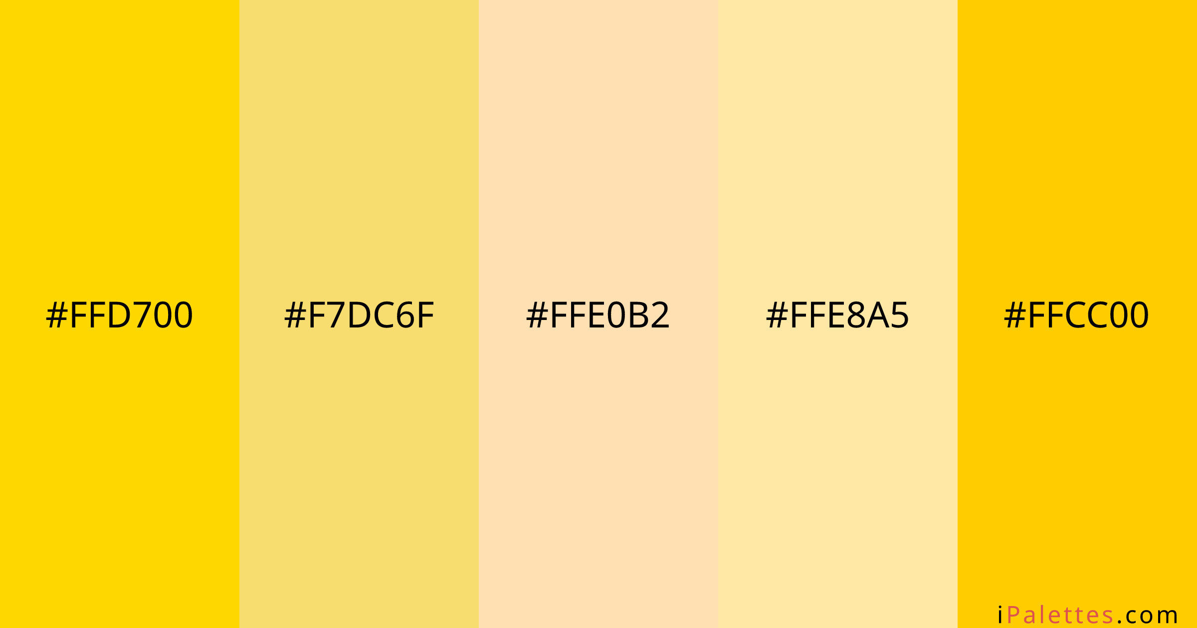 Banana Color Palette and colors #ffd700 #f7dc6f #ffe0b2 #ffe8a5 #ffcc00 ...