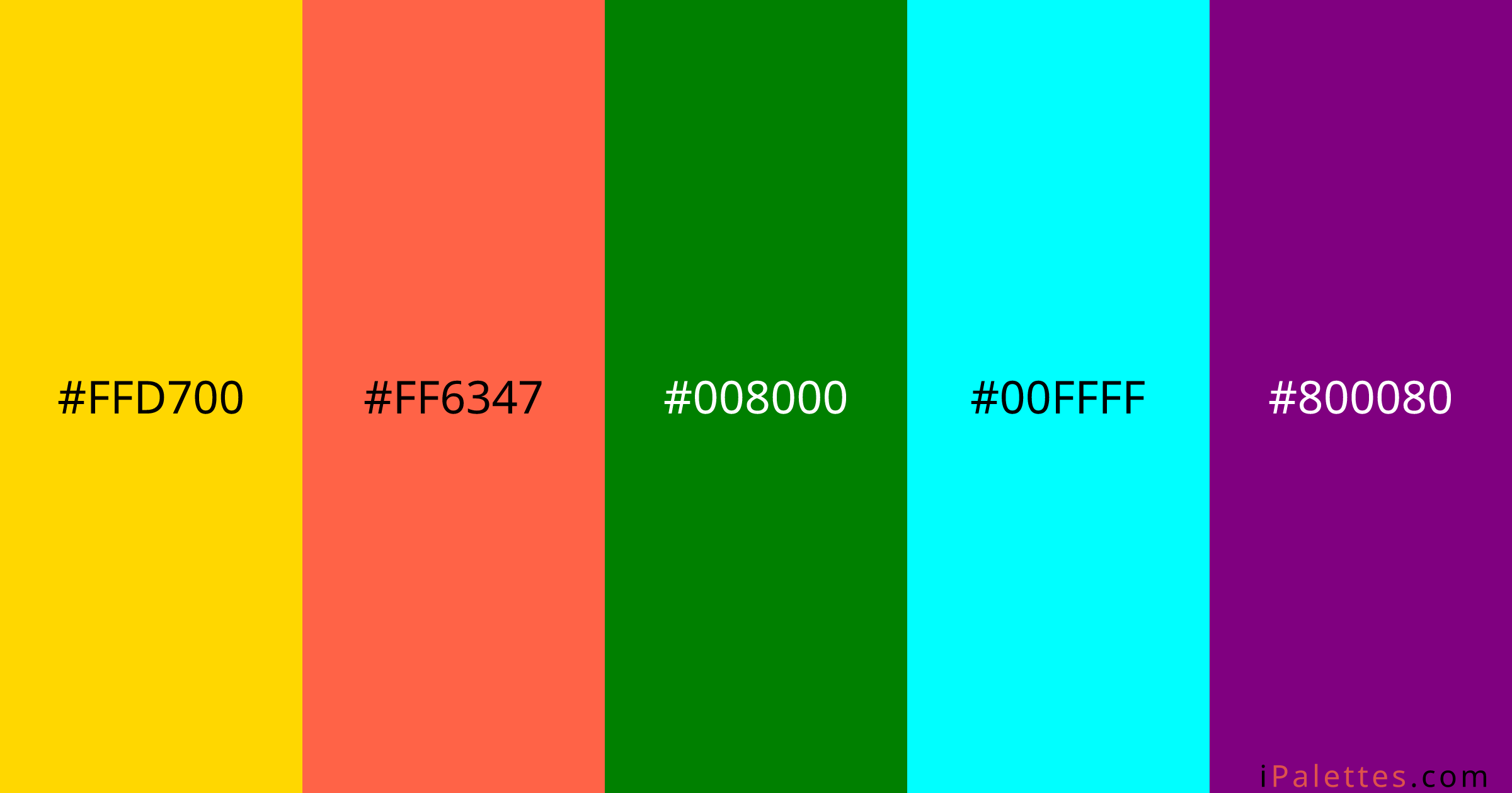 Empowerment Color Palette and colors #ffd700 #ff6347 #008000 #00ffff ...