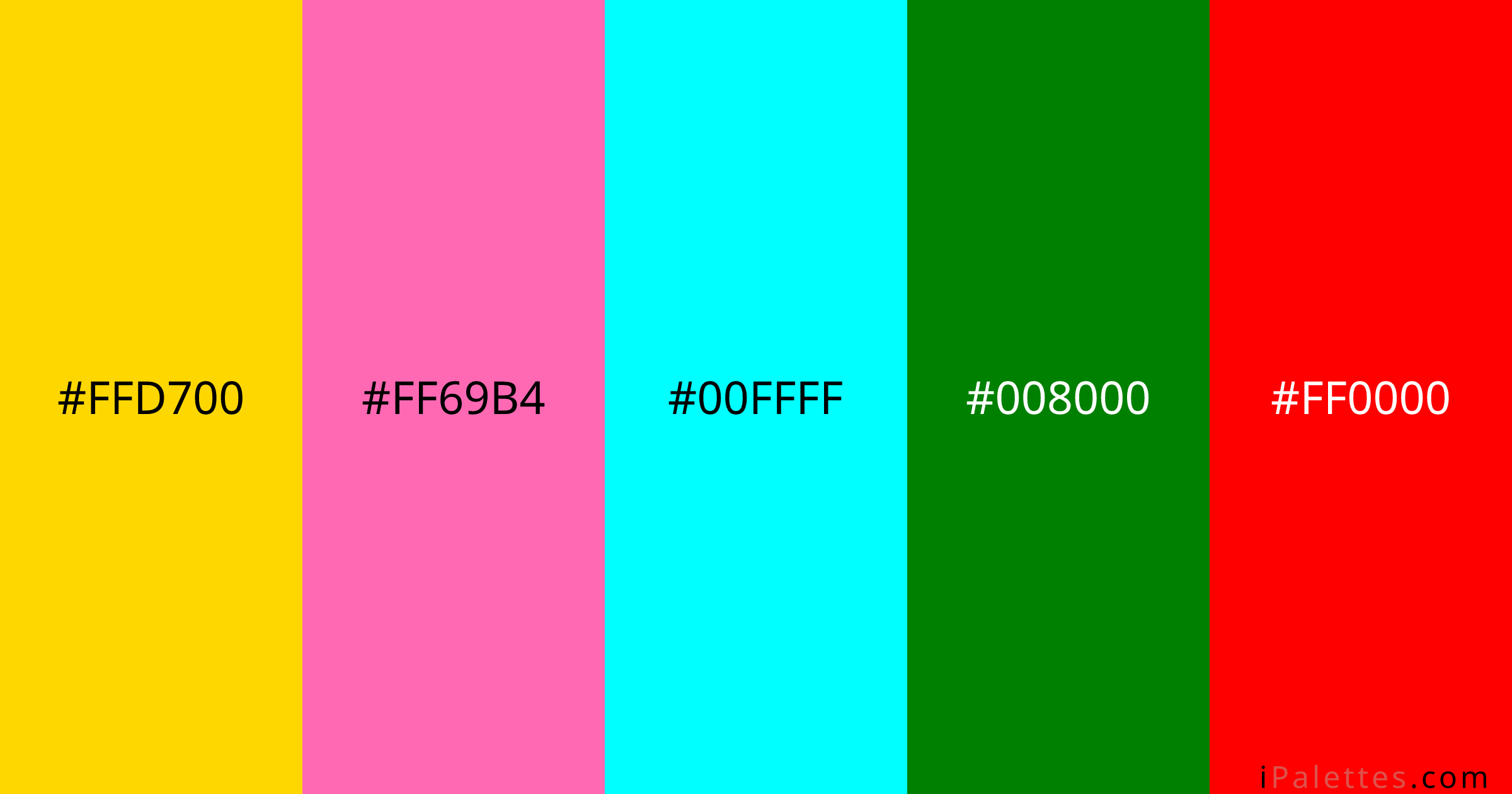 Skibidi Color Palette and colors #ffd700 #ff69b4 #00ffff #008000 # ...