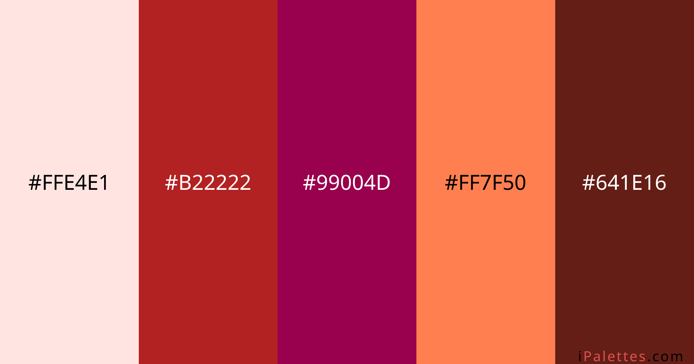 Abnormal face Color Palette and colors #ffe4e1 #b22222 #99004d #ff7f50 ...