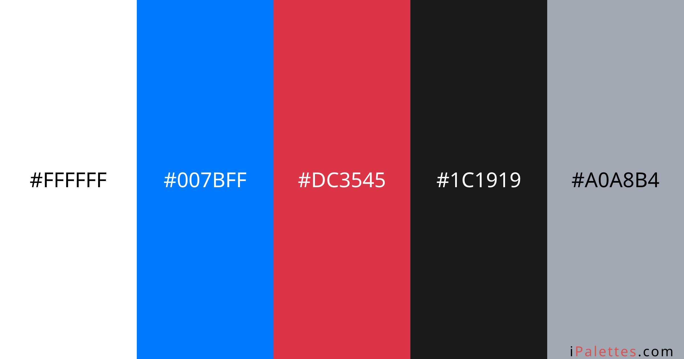 Nike Color Palette and colors #ffffff #007bff #dc3545 #1c1919 #a0a8b4 ...