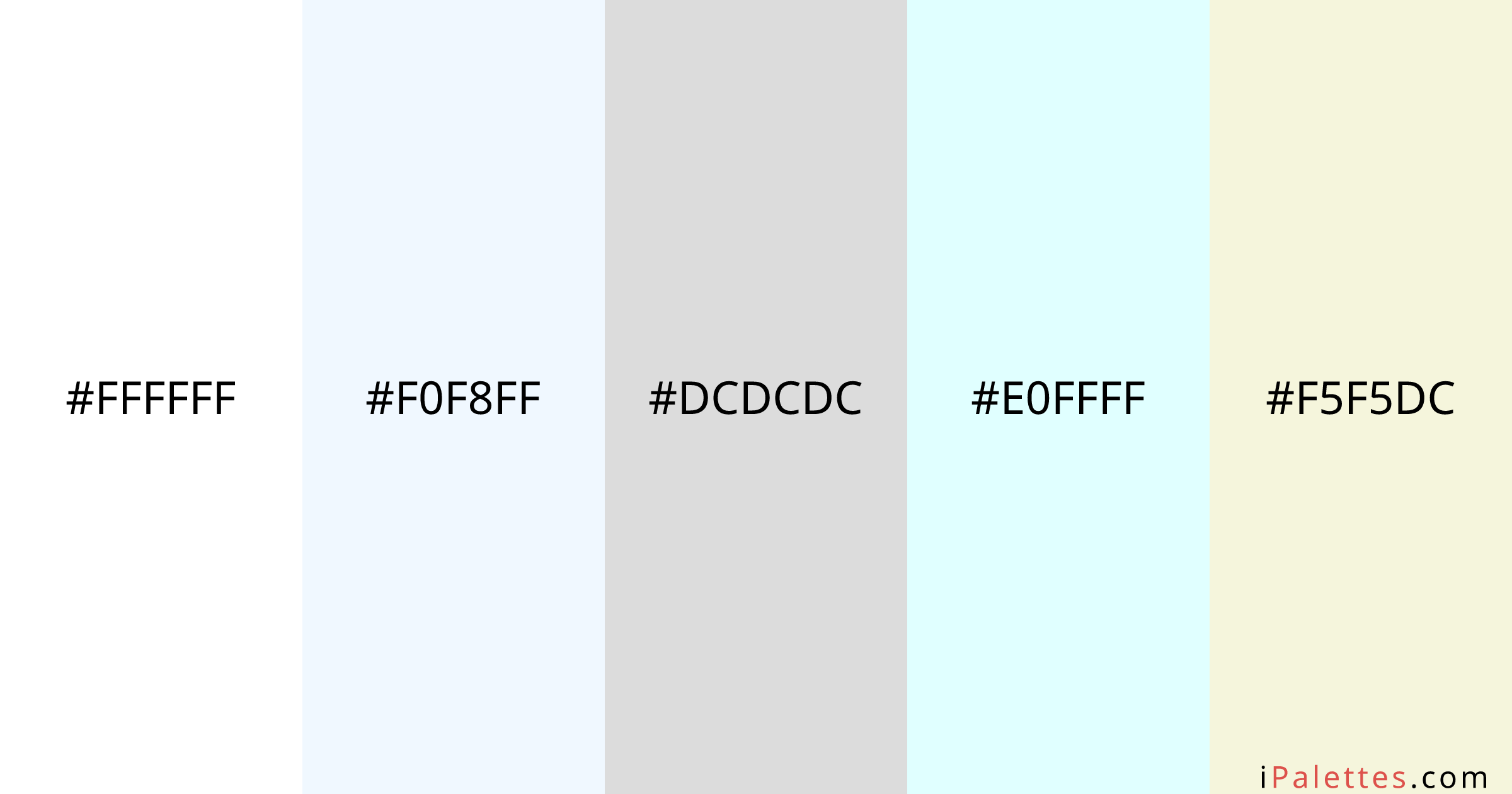 White dove Color Palette and colors #ffffff #f0f8ff #dcdcdc #e0ffff # ...